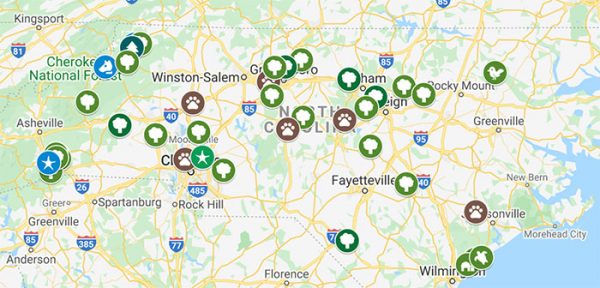 North Carolina Travel Map with 1000 Great Places Included