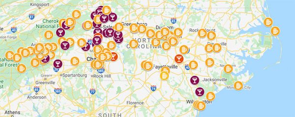 North Carolina Travel Map with 1000 Great Places Included