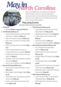 May in North Carolina Events Printable Travel Guide | NC Tripping